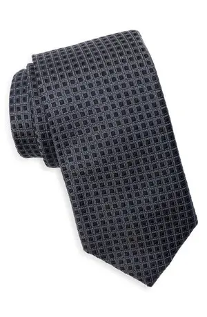 Nordstrom Stailey Neat Stretch Silk Jacquard Neck Tie - Black