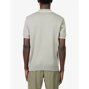 ARNE Herringbone Zip-up Cotton-knit Polo Top