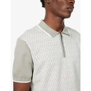 ARNE Herringbone Zip-up Cotton-knit Polo Top