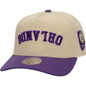 Mitchell & Ness Purple Orlando City Sc Upside Down Pro Pinch Snapback Hat - Cream