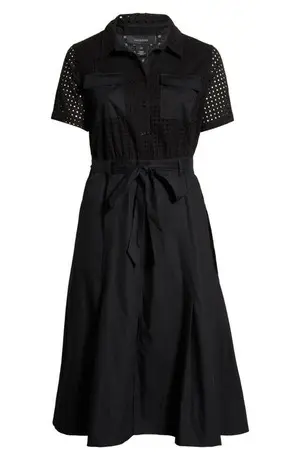 Halogen Eyelet Embroidery Midi Shirtdress