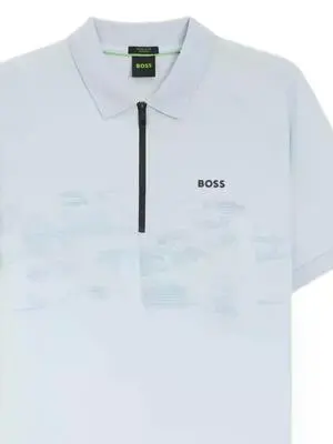 BOSS Pattern Zip-up Polo Shirt