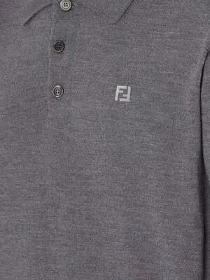 Fendi Long-sleeve Polo Shirt - Grey