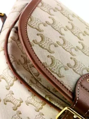 Celine Folco Bag Triomphe Coated Canvas Medium Crossbody Bag - Neutrals