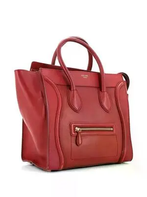 Celine Luggage Bag Smooth Leather Mini Tote Bag - Red