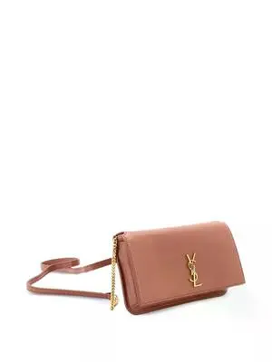 Saint Laurent Monogram Leather Phone Holder Shoulder Bag - Neutrals