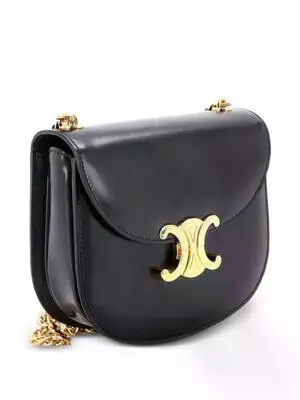 Celine Triomphe Besace Clea Chain Flap Bag - Black