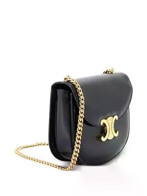Celine Triomphe Besace Clea Chain Flap Bag - Black