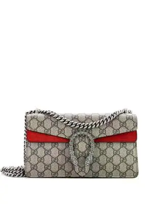 Gucci Dionysus Gg Coated Canvas Small Shoulder Bag With Crystal Embellished Metal - Red