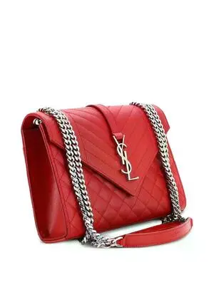 Saint Laurent Monogram Envelope Satchel Medium - Red