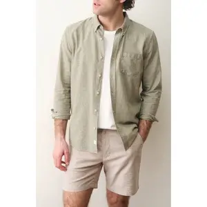 Marine Layer Better-than-linen Hemp Blend Button-down Shirt - Olive
