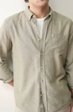 Marine Layer Better-than-linen Hemp Blend Button-down Shirt - Olive