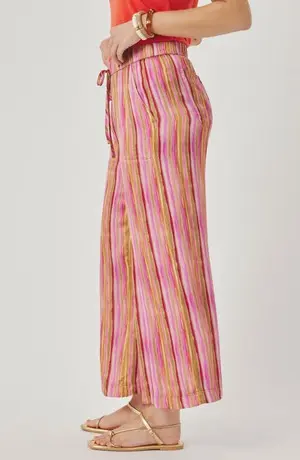 Splendid Angie Stripe Wide Leg Pants - Fuchsia Pink/multi
