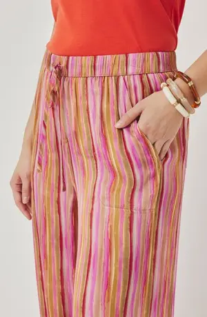 Splendid Angie Stripe Wide Leg Pants - Fuchsia Pink/multi