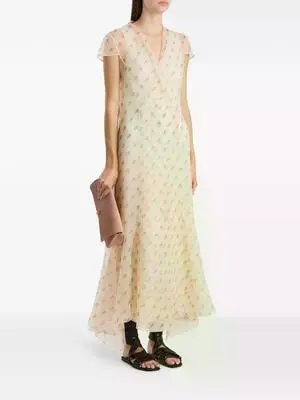 Khaite V-neck Midi Dress - Neutrals
