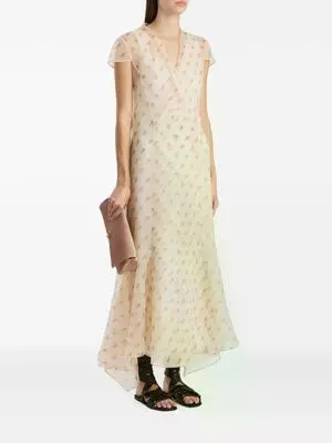 Khaite V-neck Midi Dress - Neutrals