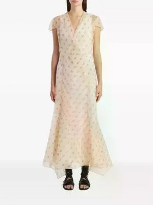 Khaite V-neck Midi Dress - Neutrals
