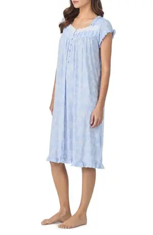 Eileen West Waltz Floral Nightgown - Blue/prt