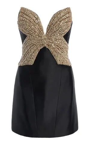 Costarellos Tala Butterfly-appliqued Mikado Mini Dress