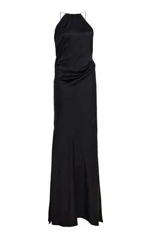 Victoria Beckham Chain-detailed Halter Gown - Black