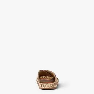 Fendi Handmade Raffia Slides With Ff Motif