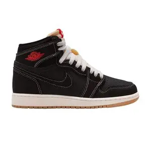 JORDAN 1 High Og Gs "flight Club" Lace Up Sneakers - Black