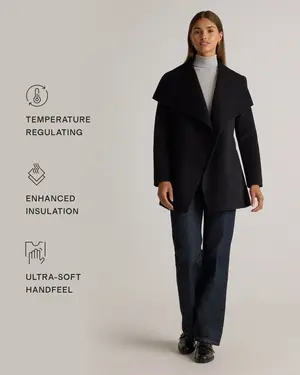 Quince Double-faced Merino Wool Draped Collar Short Wrap Coat