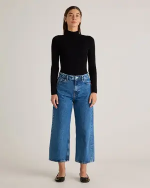 Quince Cotton Cashmere Ribbed Turtleneck Bodysuit - Black