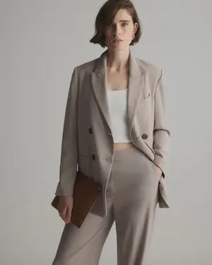 Quince Stretch Crepe Relaxed Double-breasted Blazer - Morel