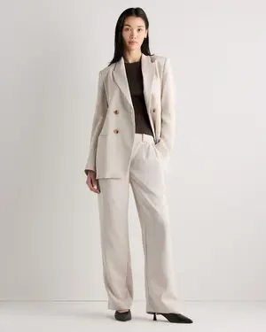 Quince Stretch Crepe Relaxed Double-breasted Blazer - Sand