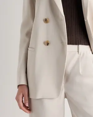 Quince Stretch Crepe Relaxed Double-breasted Blazer - Sand
