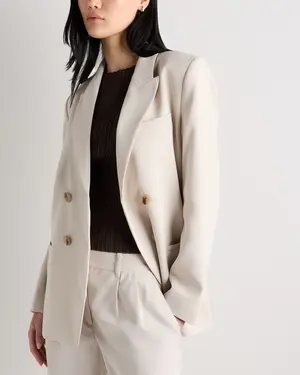 Quince Stretch Crepe Relaxed Double-breasted Blazer - Sand