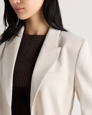 Quince Stretch Crepe Relaxed Double-breasted Blazer - Sand