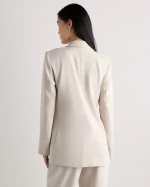 Quince Stretch Crepe Relaxed Double-breasted Blazer - Sand