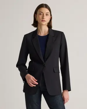 Quince Italian Wool Long Blazer - Black