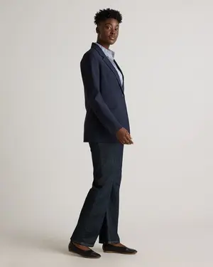 Quince Italian Wool Long Blazer - Navy