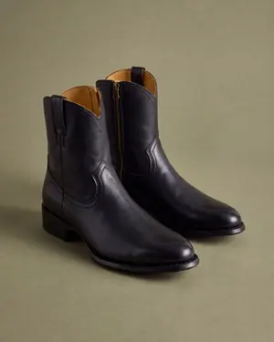 Quince Crafted Leather Western Zip Boots - Black