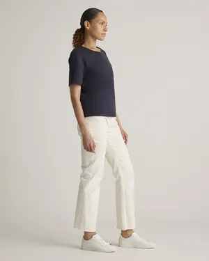 Quince Ultra-stretch Ponte Short Sleeve Top - Navy