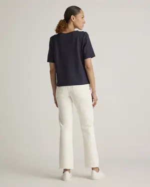 Quince Ultra-stretch Ponte Short Sleeve Top - Navy
