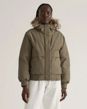 Quince Responsible Down Hooded Short Parka - Faded Cargo