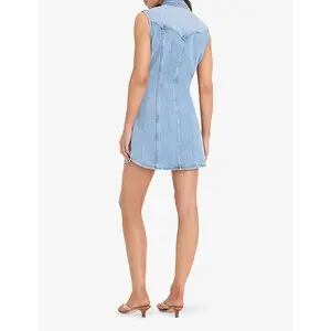 Good American Sleeveless Collared Denim Mini Dress