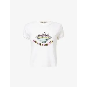 MOTHER The Itty Bitty Ringer Graphic-print Cotton T-shirt - Cherry On Top