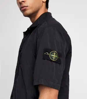 Stone Island Nylon Zip-up T-shirt - Black
