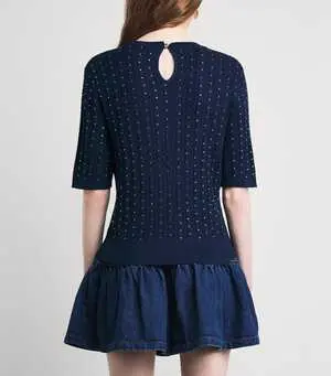 Maje Embellished Cotton-blend Sweater