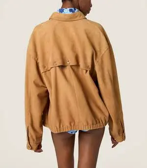 Miu Miu Waxed Suede Jacket - Neutral