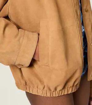 Miu Miu Waxed Suede Jacket - Neutral