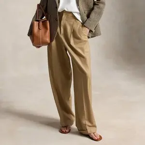 Ralph Lauren Bacall Stretch-wool Faille Wide-leg Trousers - Camel