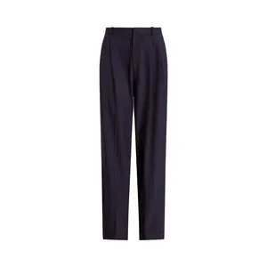 Ralph Lauren Bacall Wool-blend Pleated Wide-leg Trousers - Navy