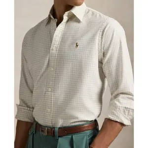 Ralph Lauren Classic Fit Gingham Oxford Shirt - Basic Sand White