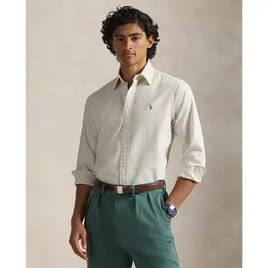 Ralph Lauren Classic Fit Gingham Oxford Shirt - Basic Sand White